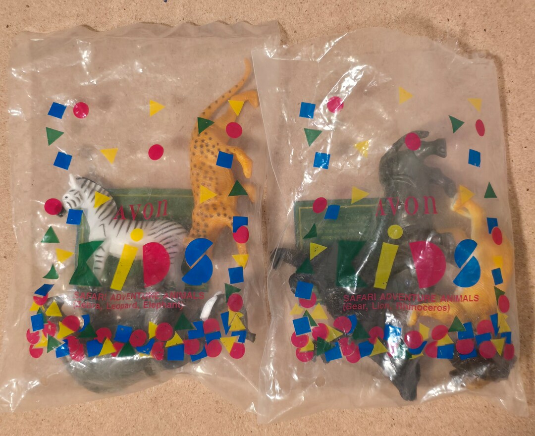 Vintage 1988 Avon Safari Adventure Animals Set of 6 Vinyl Figurines ...
