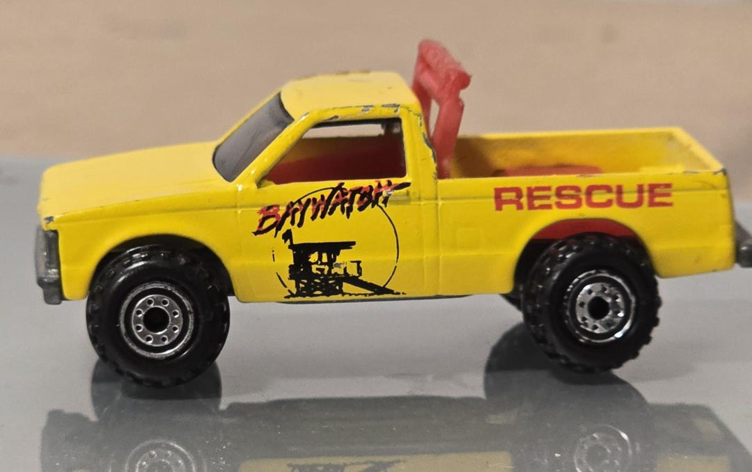 Vintage 1980s Hot Wheels Baywatch Rescue Chevy S10 Yellow Truck - Etsy
