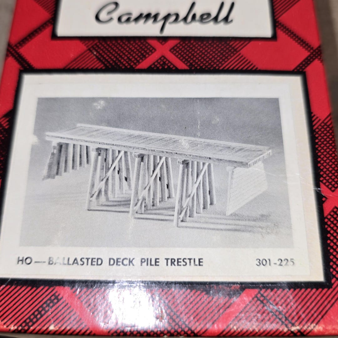 Vtg 1980s Campbell HO Scale Ballasted Deck Pile Trestle Kit #301 ...