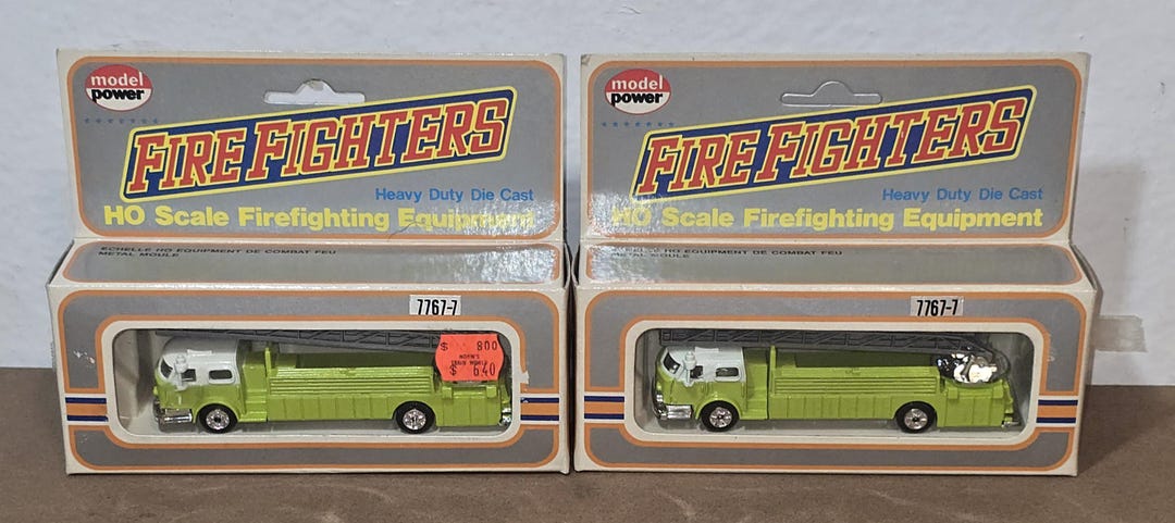 Vtg 1980s Model Power Fire Fighters #7767 Green Aerial Tower Ladder ...