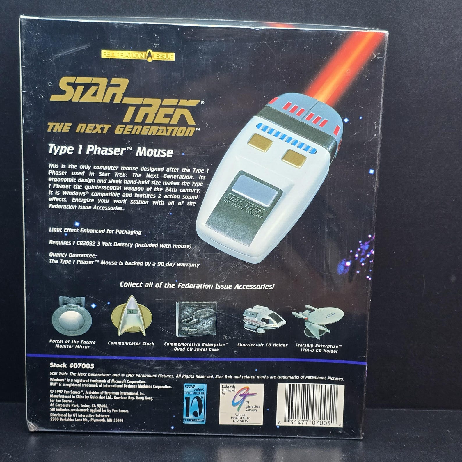 Vintage Star Trek the Next Generation Type 1 Phaser Mouse 1997 Serial ...