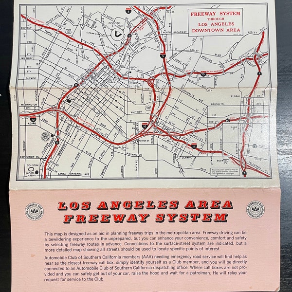 Vintage Los Angeles Freeway Map - Etsy