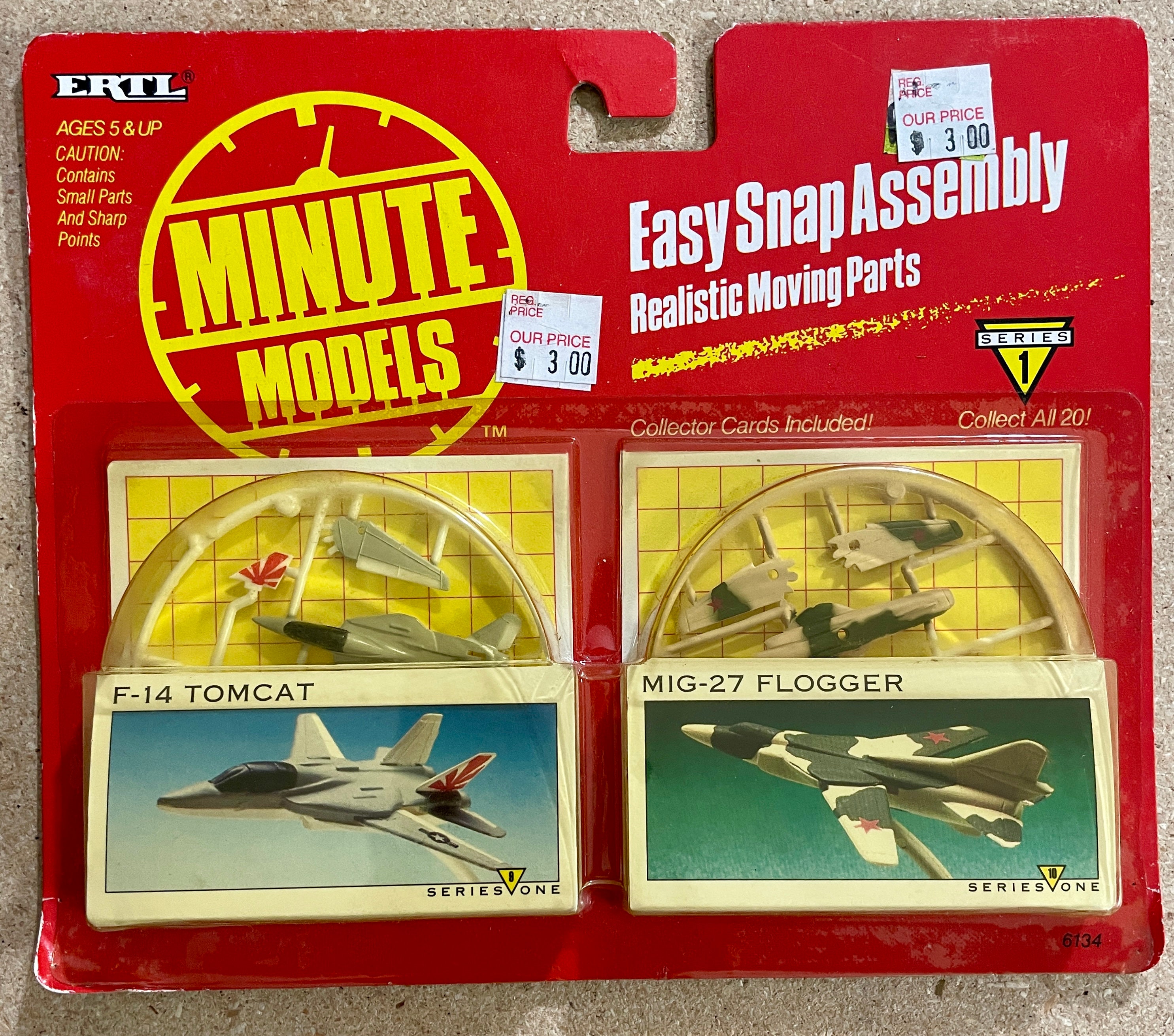 Vintage 1990 ERTL Mini Models Series 1 Snap Assembly F-14 Tomcat & Mig ...