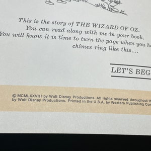 Vintage 1978 the Story of the Wizard of Oz 24 Page Read-along Book no ...