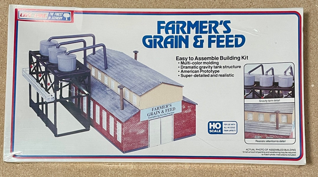 Vintage 1990s Life-like HO Scale Farmers Grain & Feed Kit #1366 NIB - Etsy