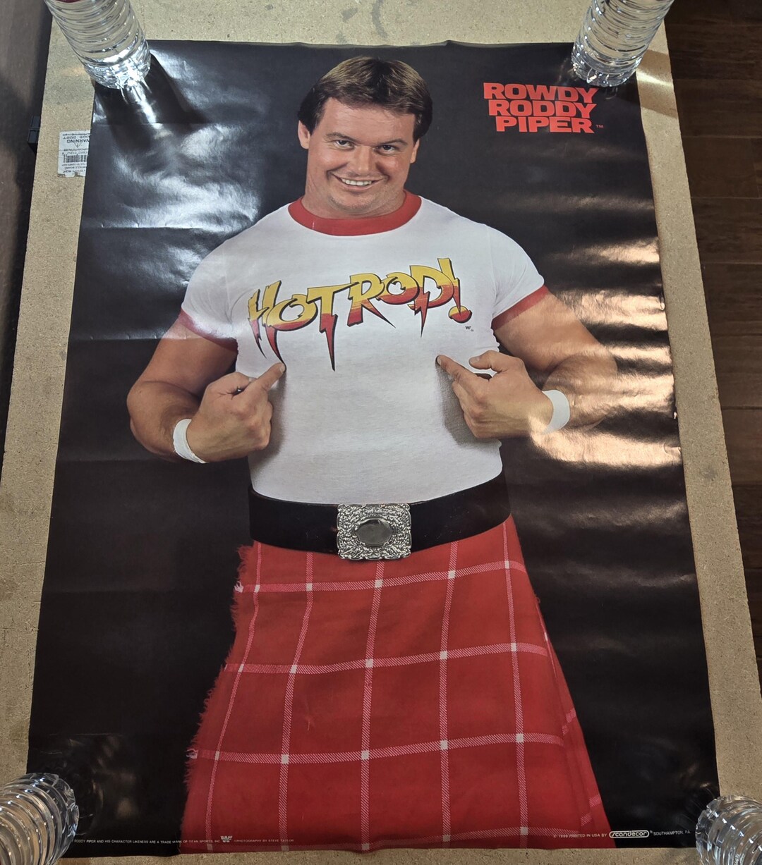 Vtg 1985 Rowdy Roddy Piper WWF Pro Wrestling Poster 28" X 20" by ...