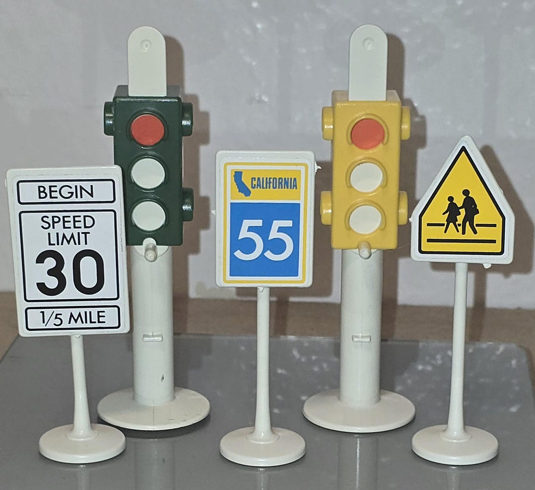 Vintage 1990s Playmobil Traffic Signals and Signs Including "california ...