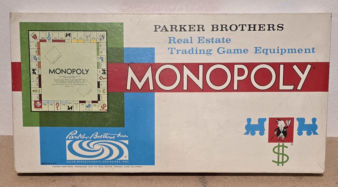 Vintage 1961 Monopoly Real Estate Trading Game 100% Complete by Parker ...