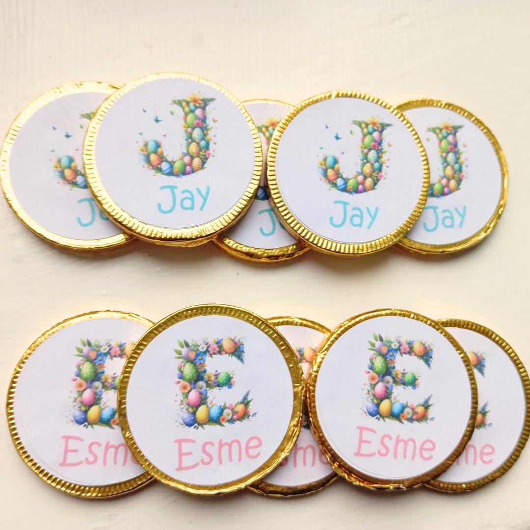 Personalised Easter Chocolate Coins Set of 5 Custom Name Sweets Treats ...