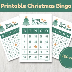 Printable Christmas Bingo Game Cards Set of 100 Unique Cards Fun ...