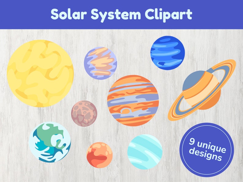 Space Solar System Clipart Bundle Planets PNG and SVG - Etsy