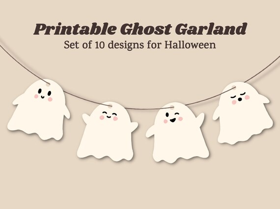 Cute Halloween Ghost Garland Banner Printable DIY Digital - Etsy