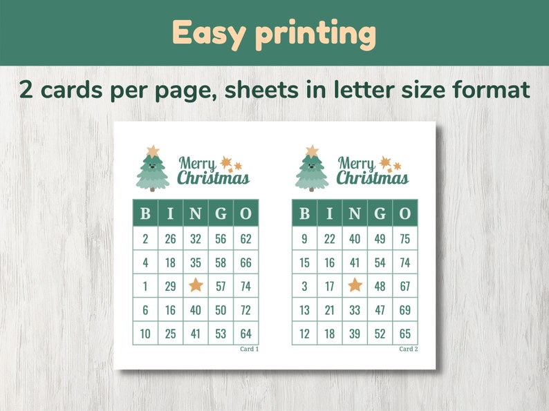 Printable Christmas Bingo Game Cards Set of 100 Unique Cards Fun ...