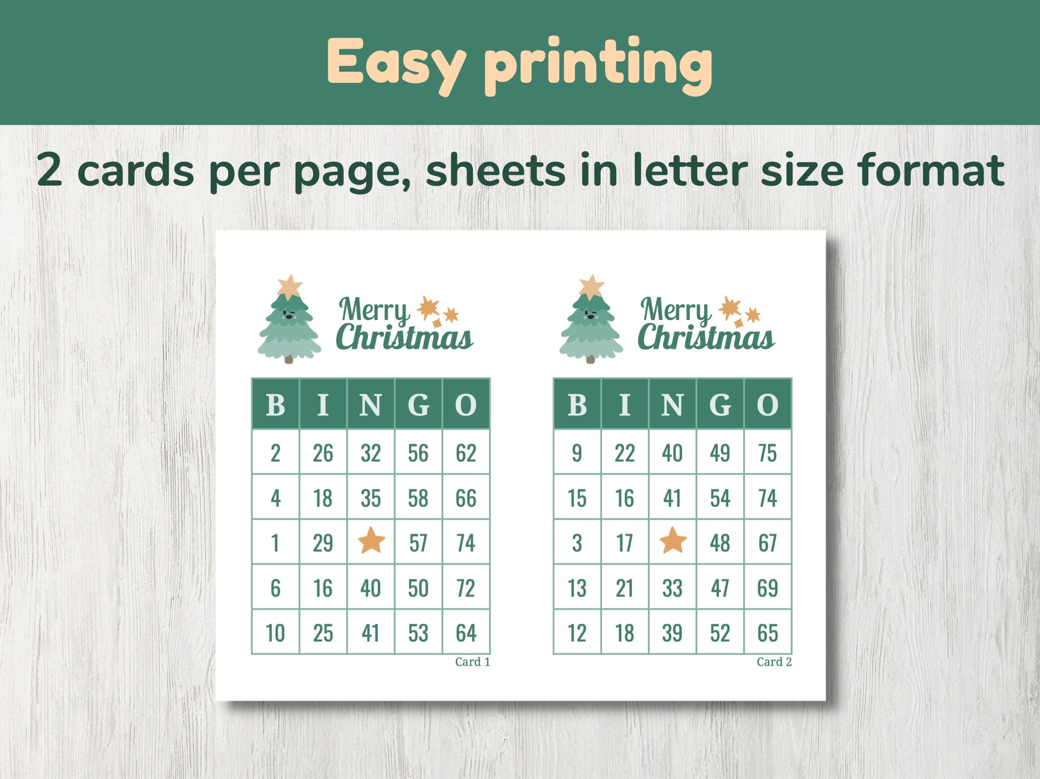 Printable Christmas Bingo Game Cards Set of 100 Unique Cards Fun ...