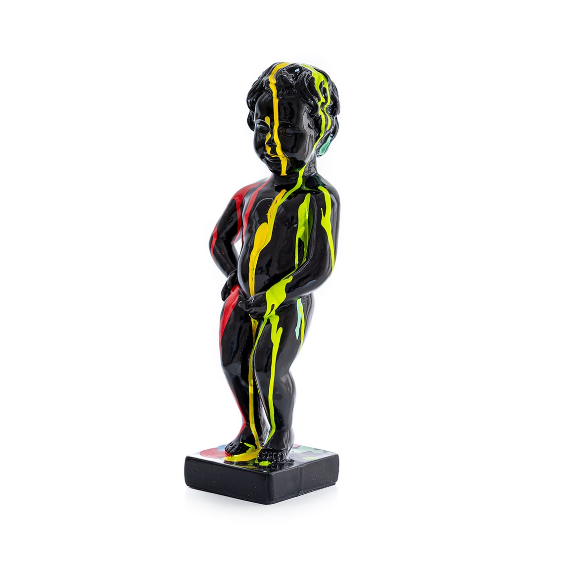 Manneken Pis Art Statue Resin 46cm Black With Colorful Drip Art Petit ...