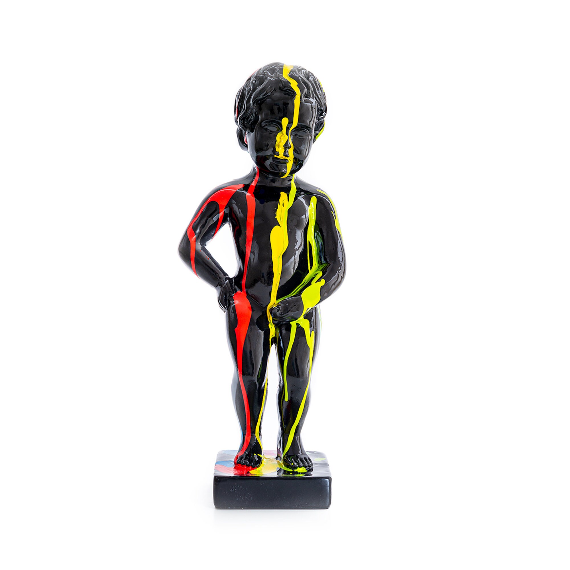 Manneken Pis Art Statue Resin 46cm Black With Colorful Drip Art Petit ...