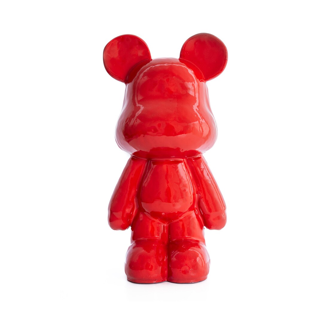 Teddy Bear Statue Red Standing 50cm Modern Art Statue Ours Rouge En ...