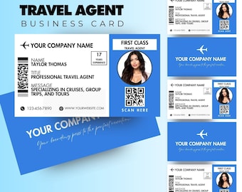 Travel Agent Business Card Template, QR Code Modern Holiday Card ...