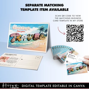 Vintage Travel Agent Postcard Template: DIY Canva Design (digital ...