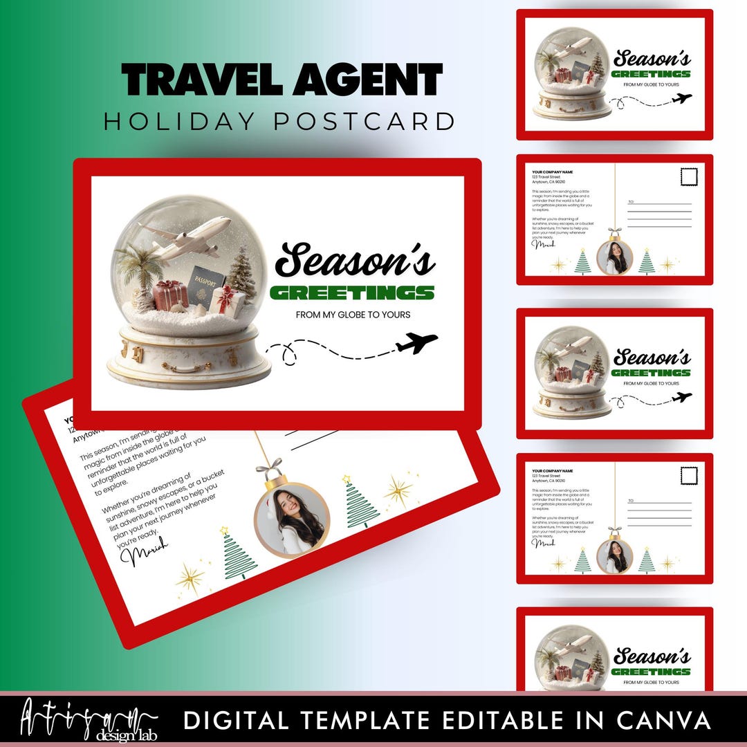 Holiday Travel Agent Postcard Template: DIY Canva Design (digital ...