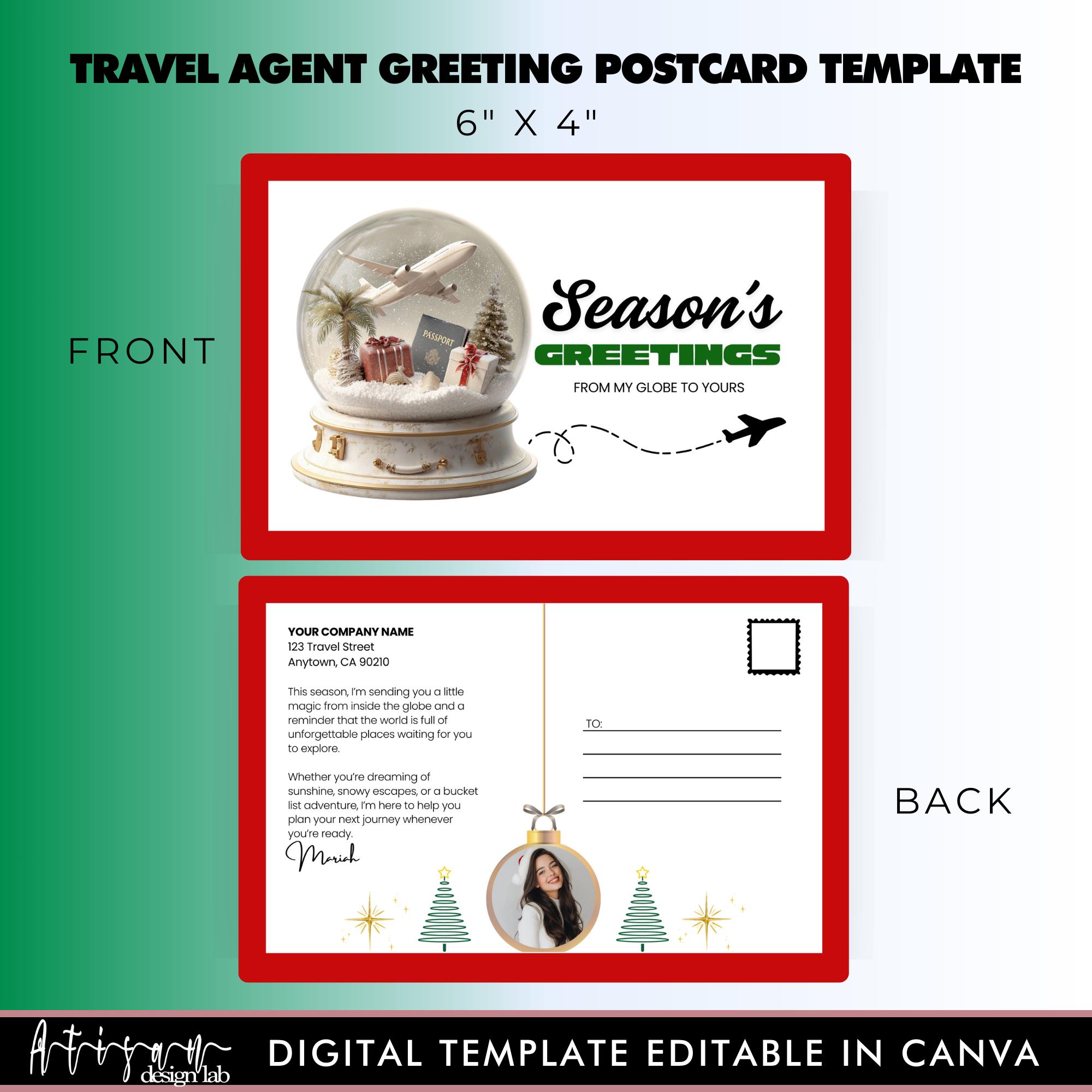 Holiday Travel Agent Postcard Template: DIY Canva Design (digital ...