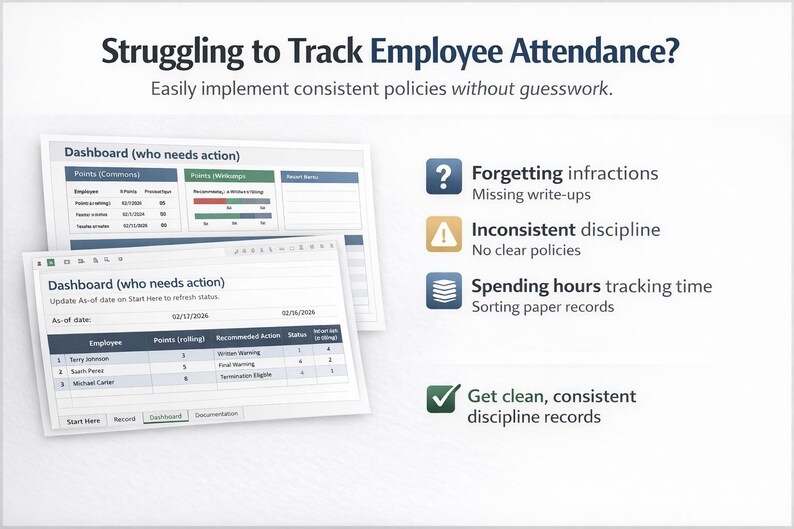 Employee Attendance Tracker Excel Template | Attendance Point System ...