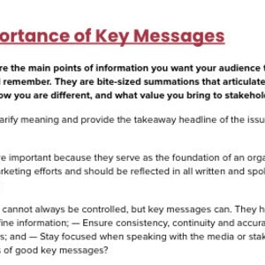 Key Message Framework / External Communications Deliverable / Internal ...