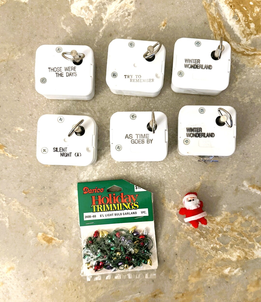 6 Wind up Christmas Music Box Movement Inserts for Miniature Holiday ...