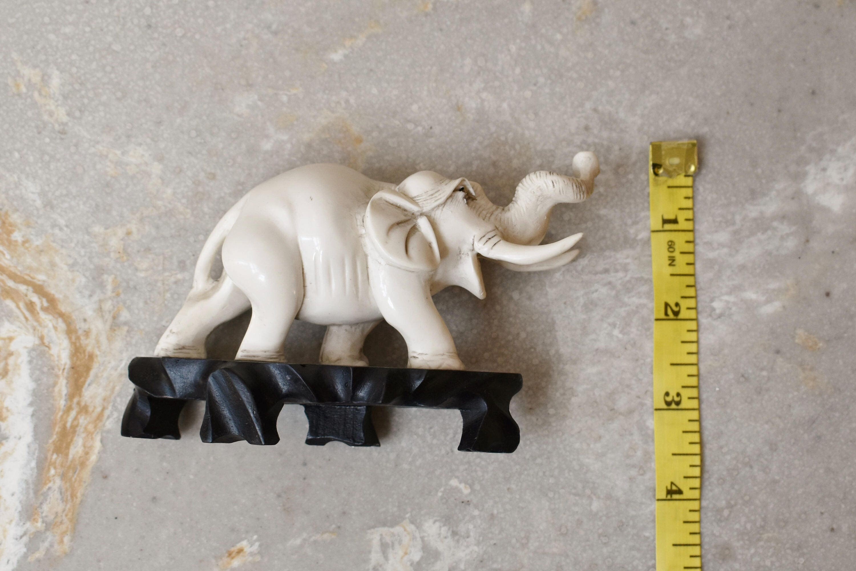 Vintage Hand Carved Resin Elephant Figurine: Mid Century Asian Decor - Etsy