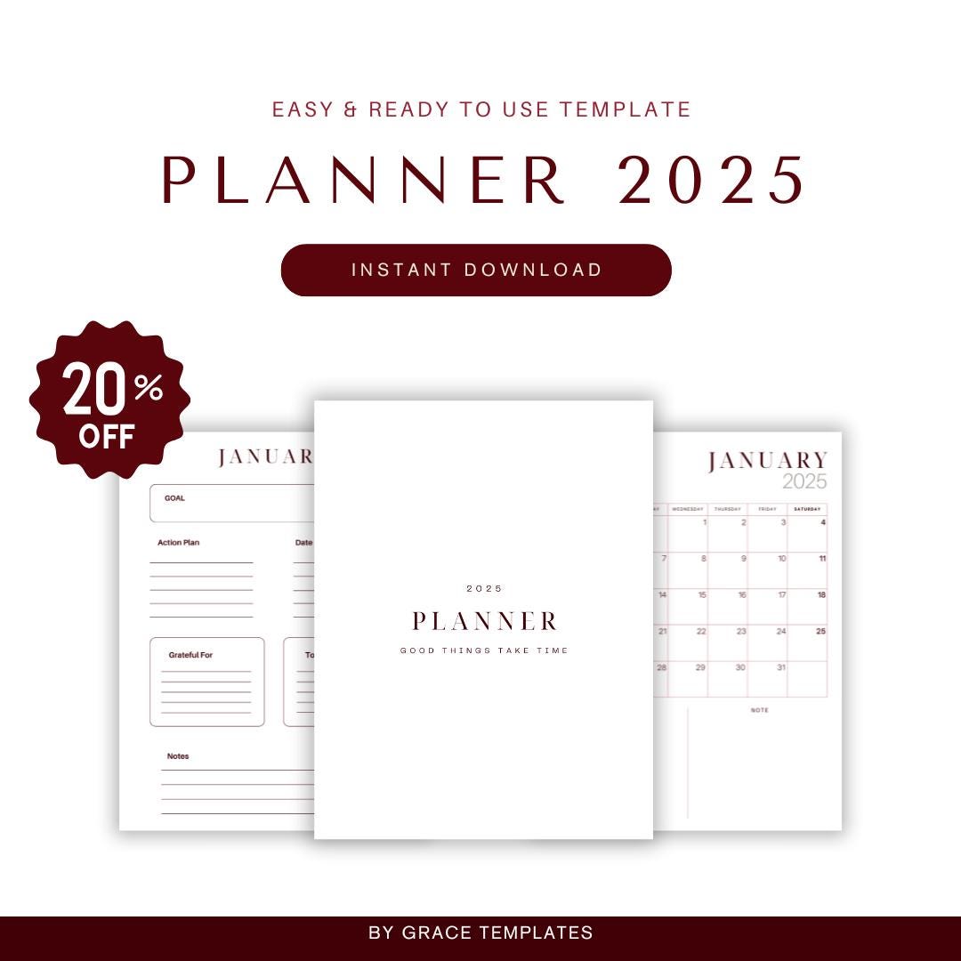 Editable & Printable 2025 Planner29-Page Monthly Calendar Template ...