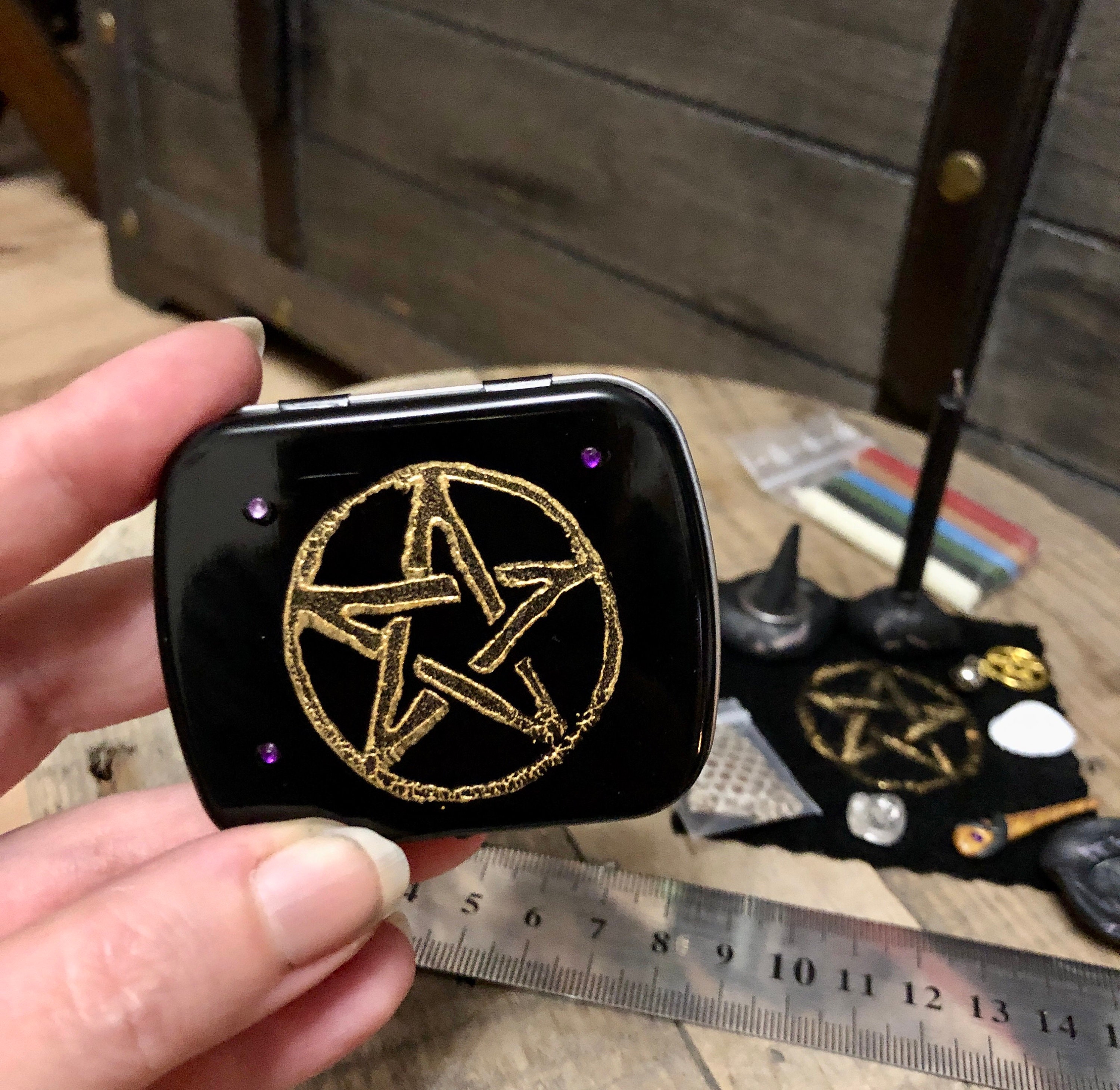 Small Box Hand Painted Empty Pentagram Pentagram Pentagram Triquetra ...