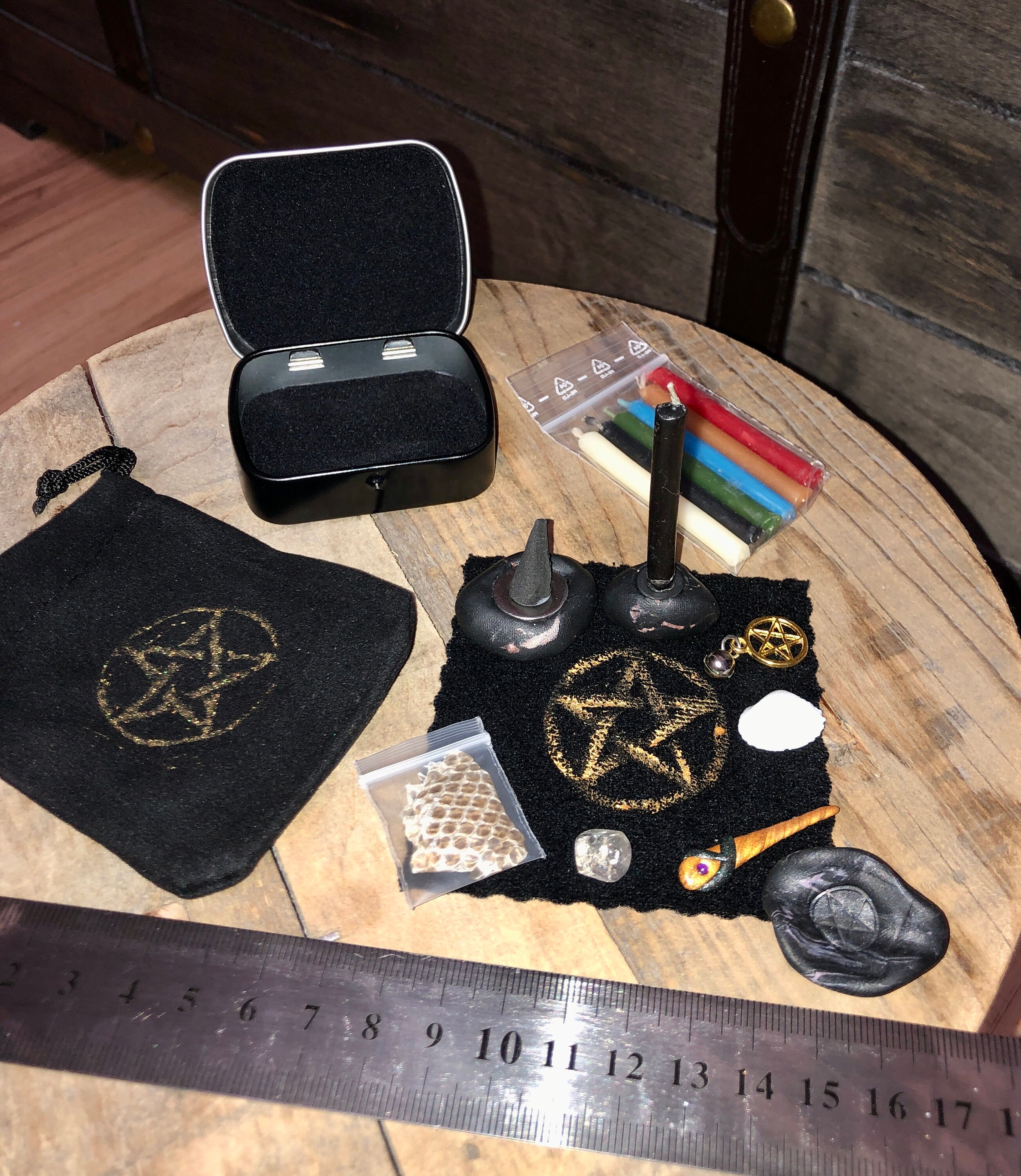 Mini Travel Altar for Witches Pentagram Pentagram Pentagram Gold Pocket ...