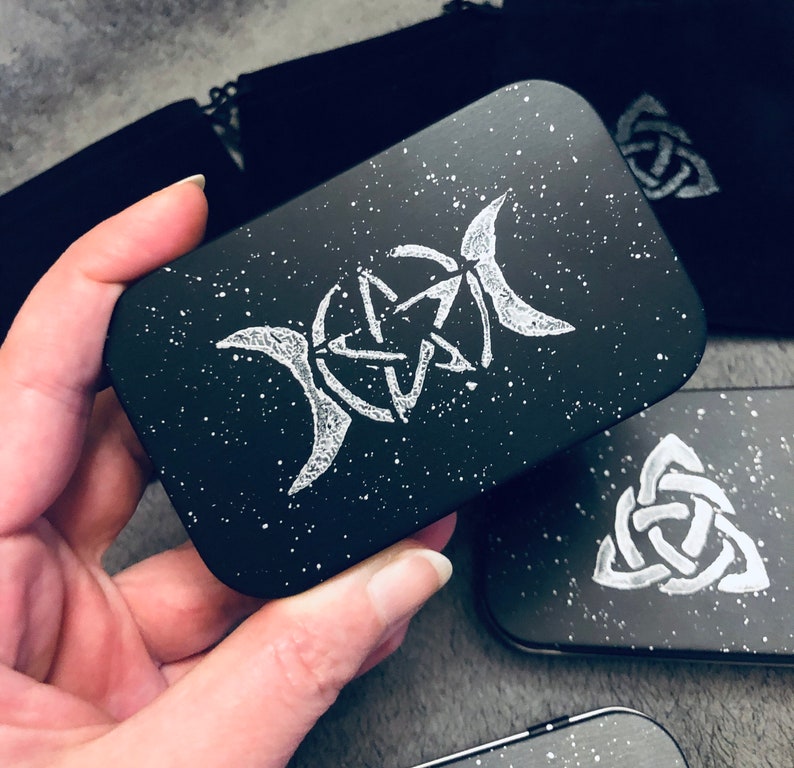 Mini Travel Altar for Witches Pentagram Triquetra Triple Moon Pentacle ...