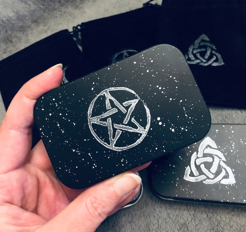 Mini Travel Altar for Witches Pentagram Triquetra Triple Moon Pentacle ...