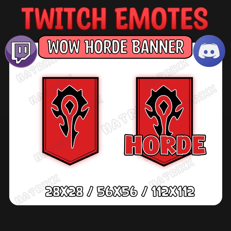 Horde Banner Emotes | World of Warcraft Wow Stream Emotes - Etsy