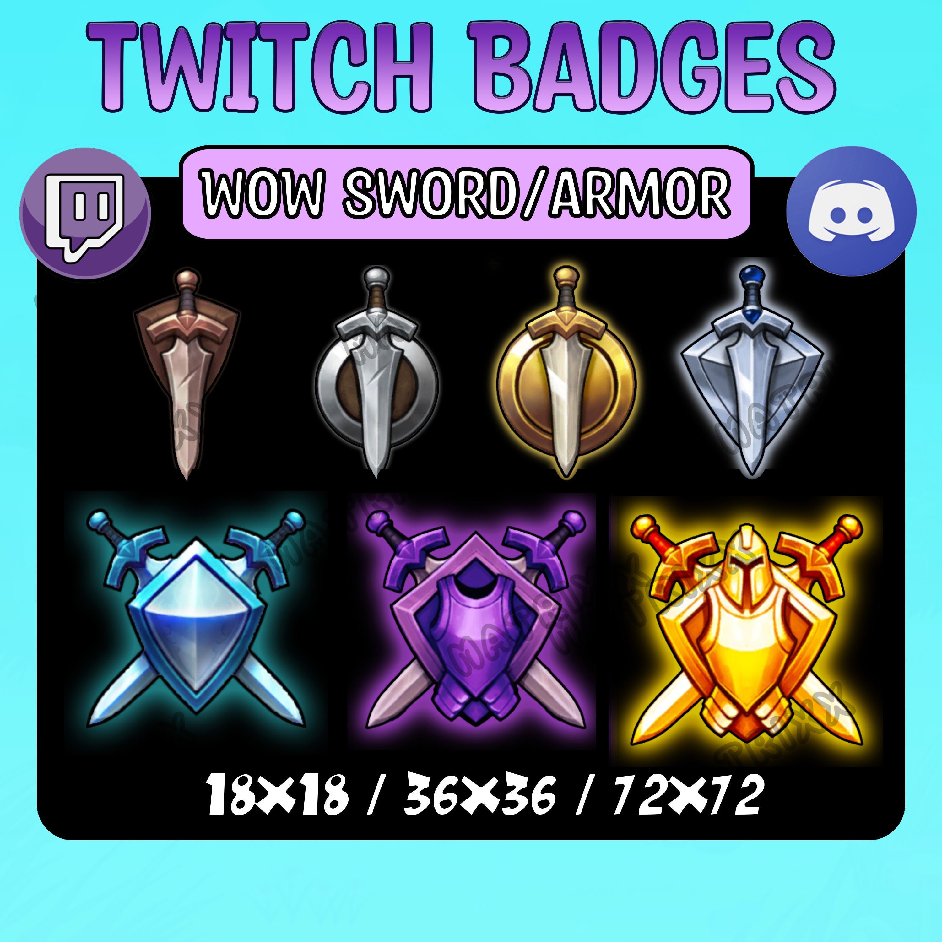Sword Sub/bit Badges | World of Warcraft Sub/bit Badge | Wow Sub/bit ...