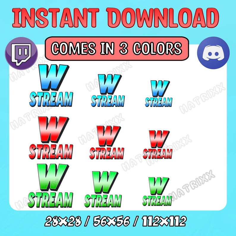 W Stream Emote | Comes in 3 Colors | Twitch Stream Emote - Etsy