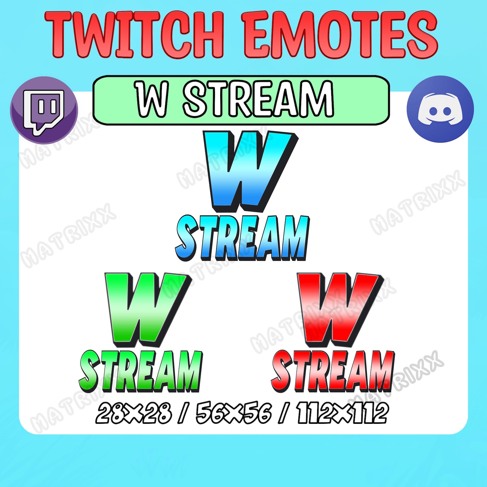 W Stream Emote | Comes in 3 Colors | Twitch Stream Emote - Etsy