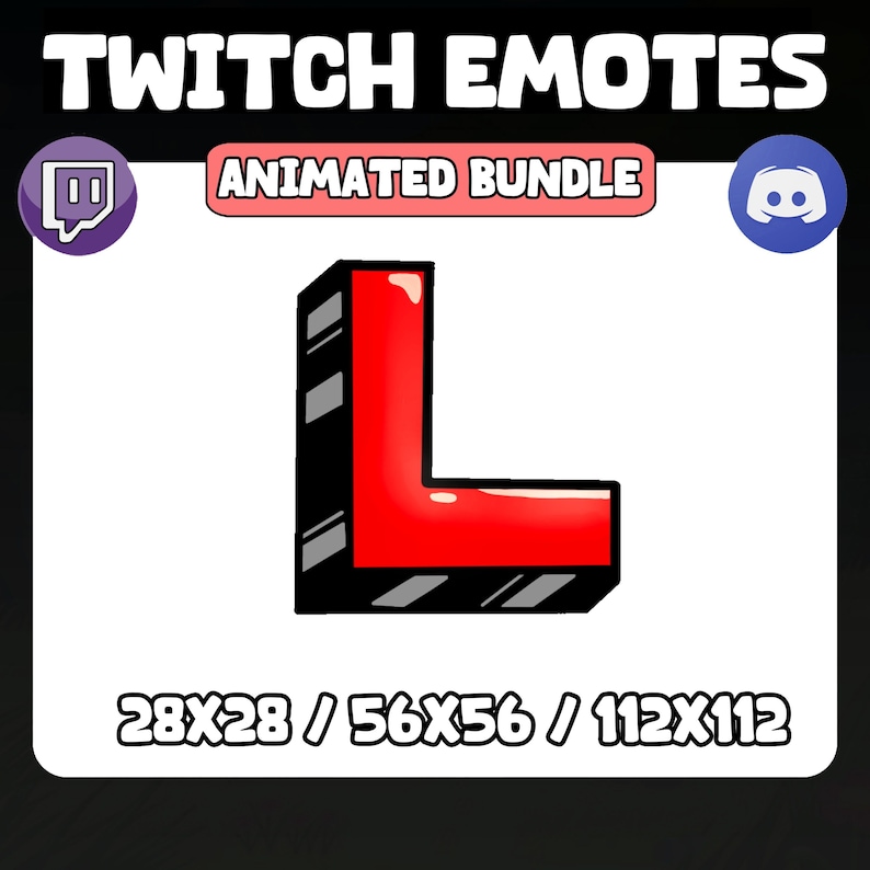 ANIMATED & Static L Emote | Stream Emote Animated | Twitch/kick/youtube ...