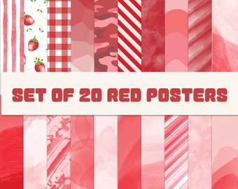 Yellow Scrapbook Paper, Digital Paper, Poster Paper, Red Digital Design ...