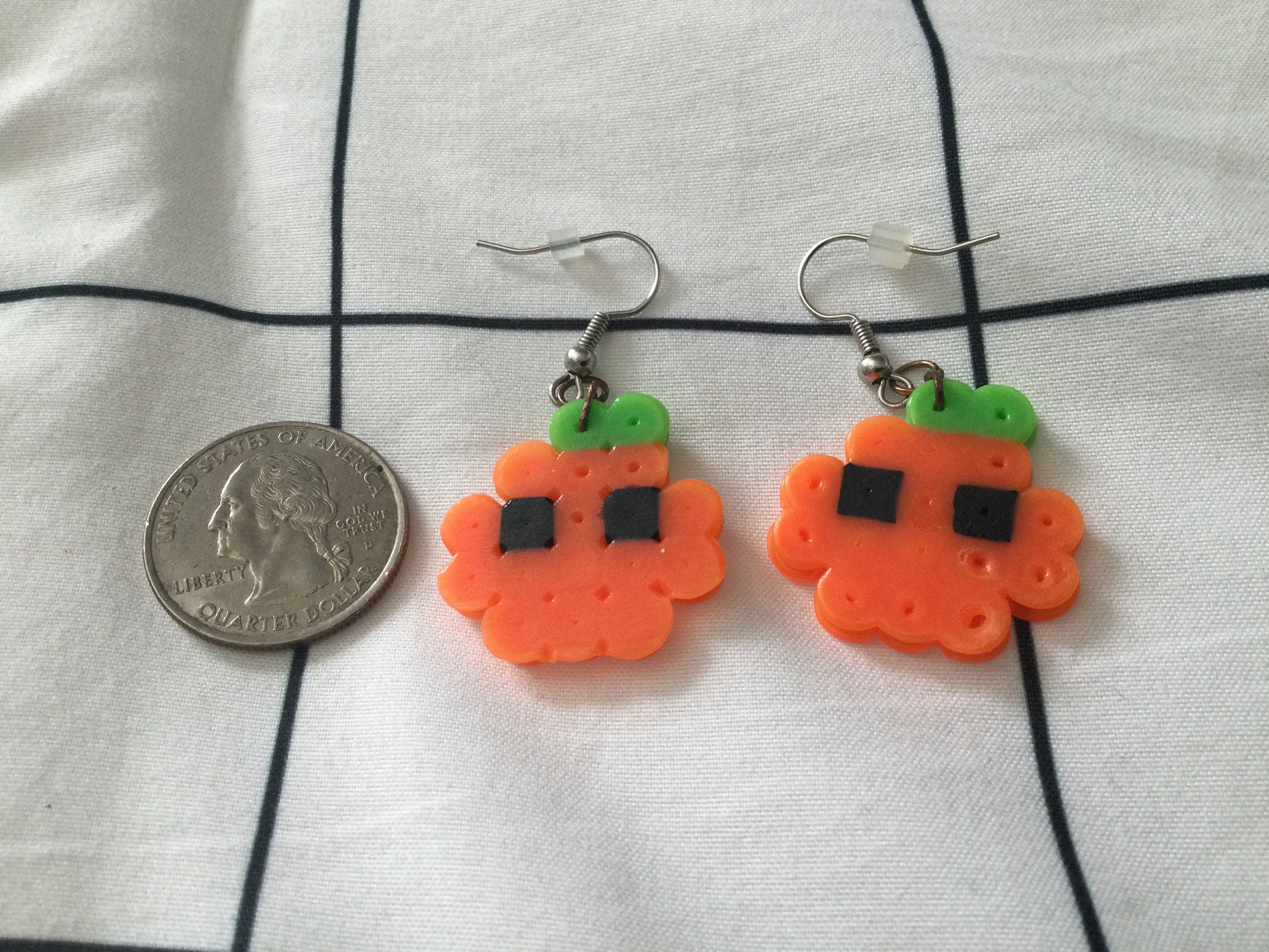 Cute Perler Bead Pumpkin Earrings - Etsy