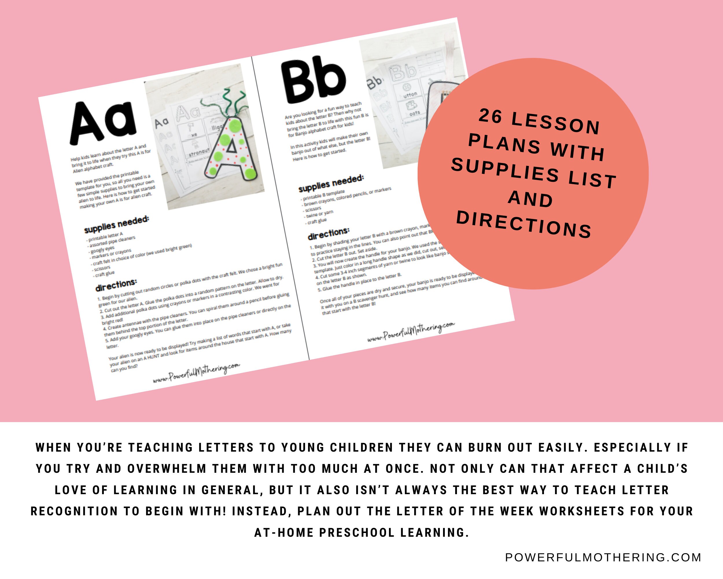 Letter of the Week Homeschool Bundle: Lesson Plans, Craft Pages ...