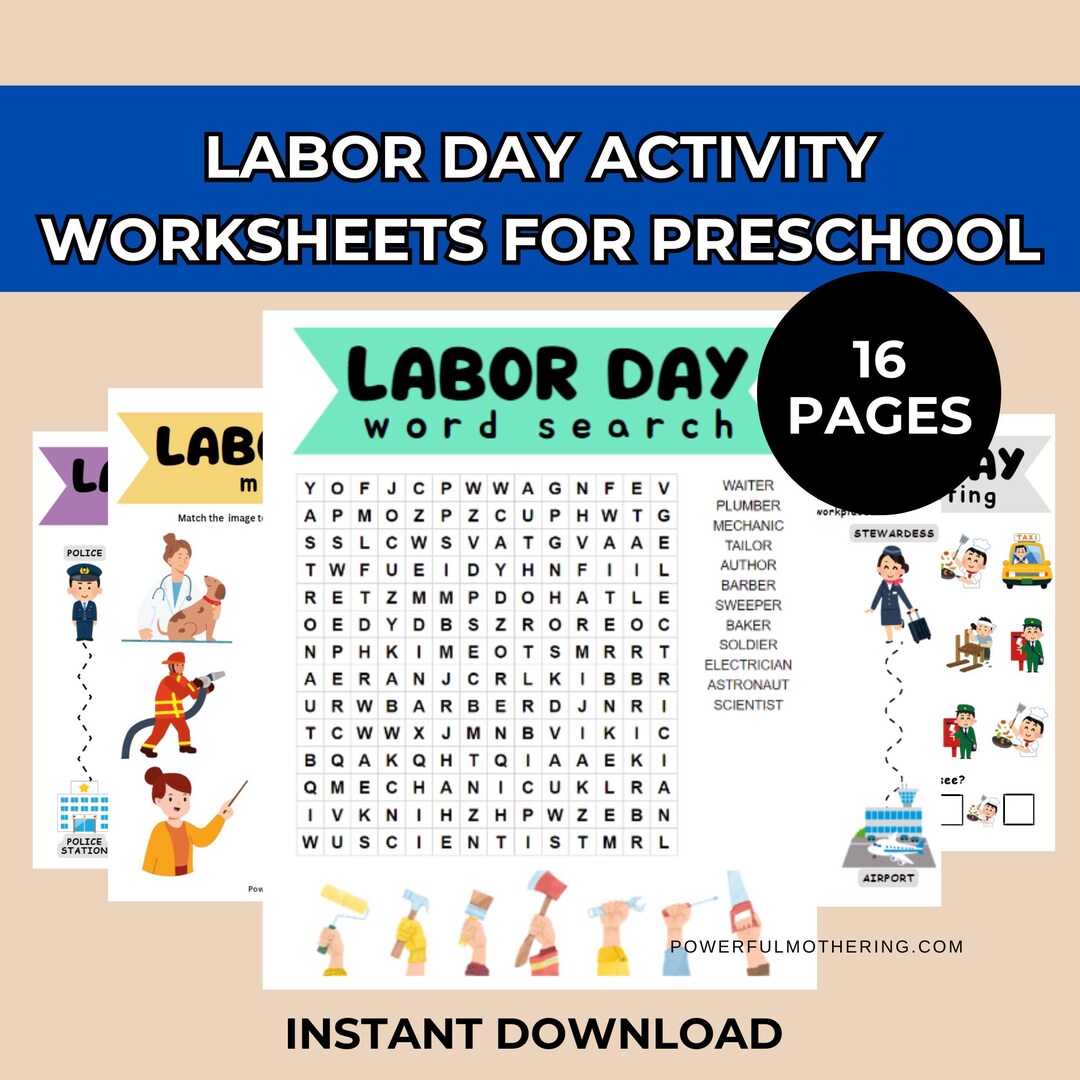 Preschool Worksheets - Labor Day Activities for Preschoolers - 16 Pages ...