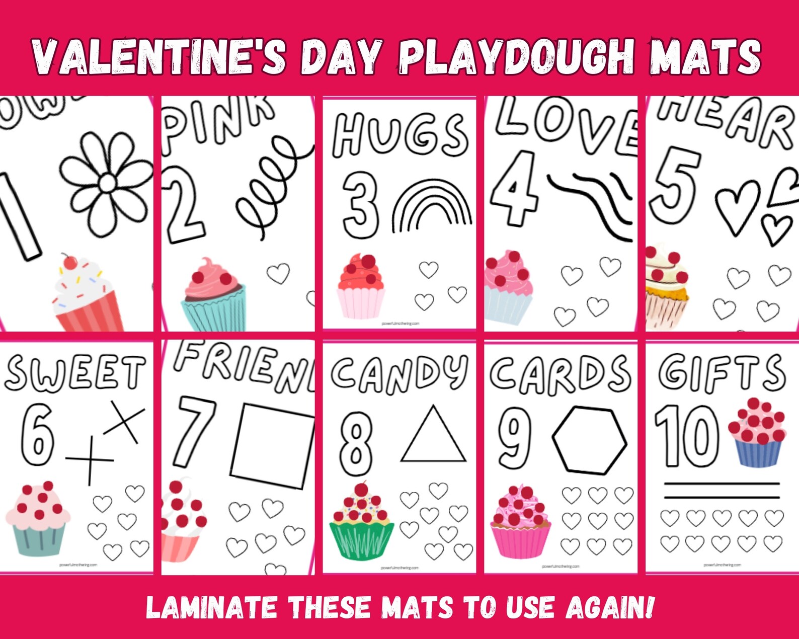 Valentine's Day Playdough Mats – 10 Pages - Preschool Learning Activity ...