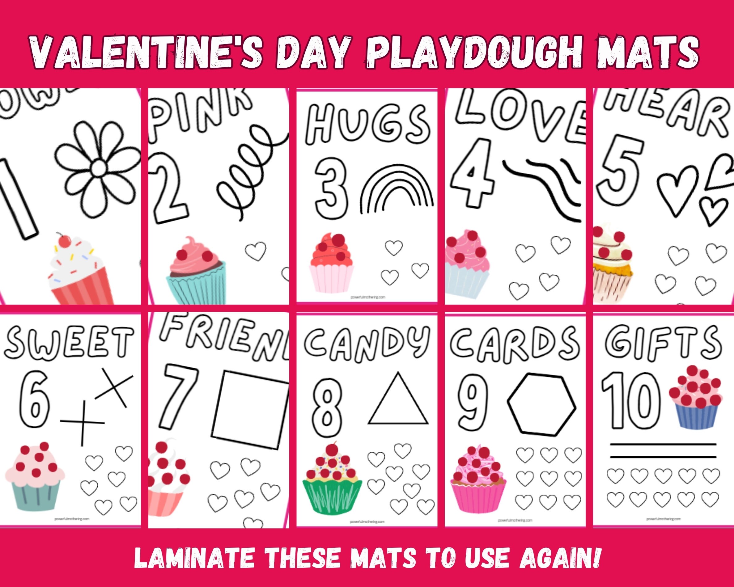 Valentine's Day Playdough Mats – 10 Pages - Preschool Learning Activity ...