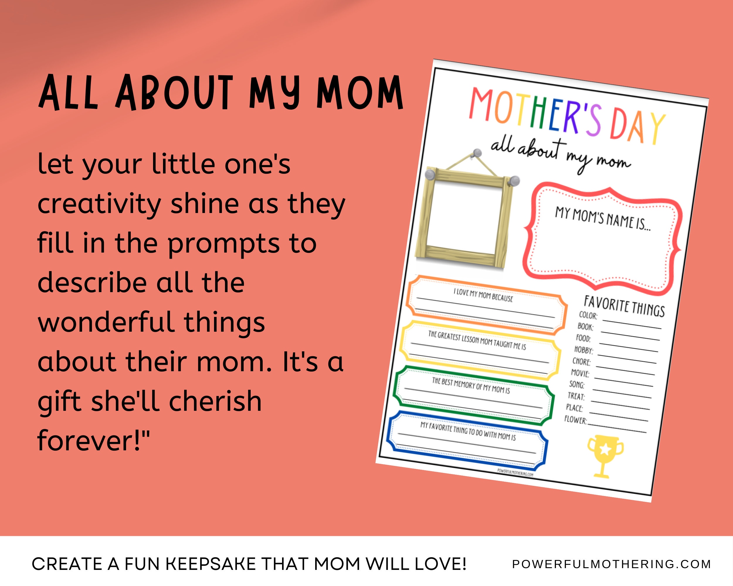 Mothers Day Fill in the Blanks Gift Idea From Kids - Preschool Mothers ...