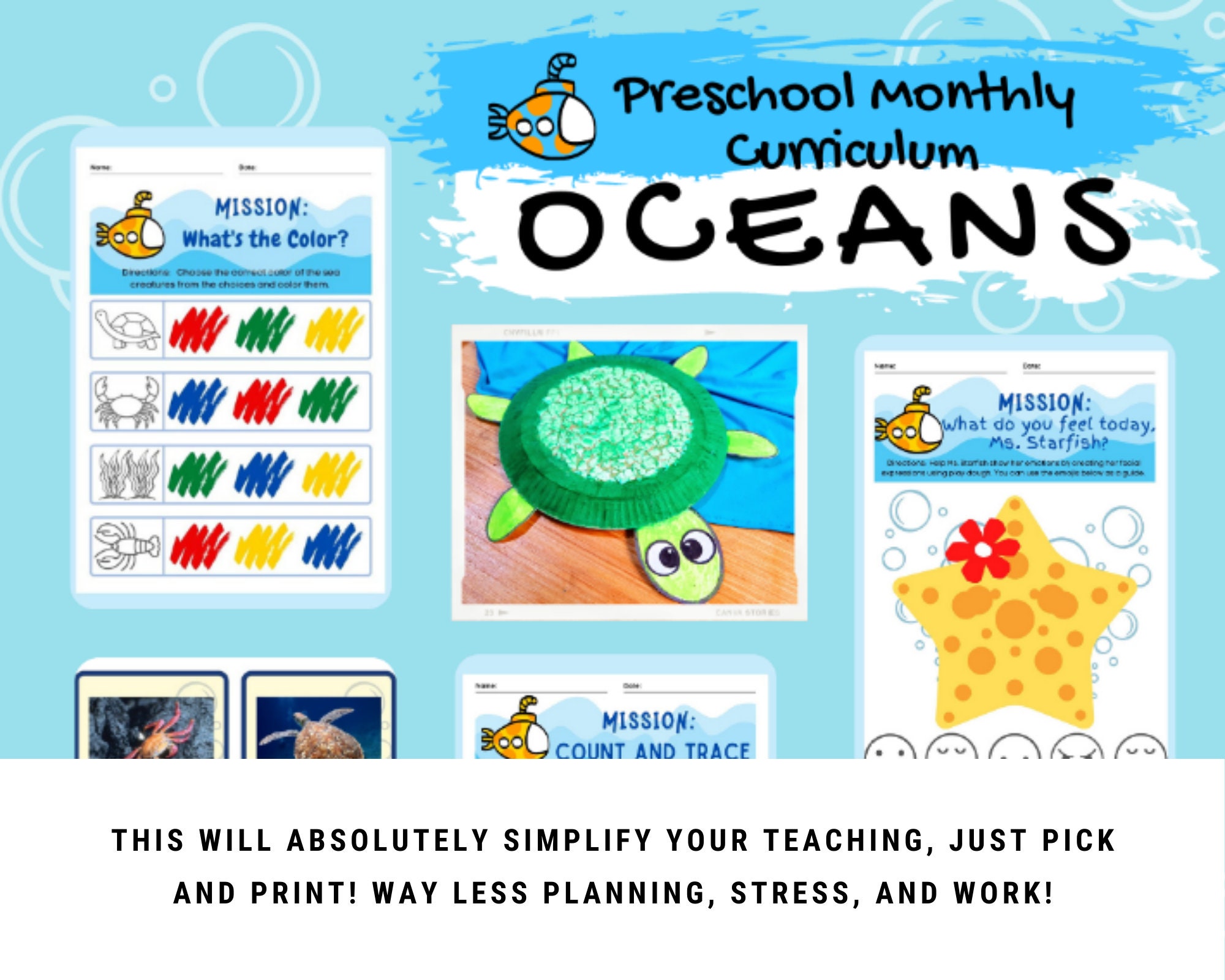Preschool Curriculum Kit - OCEAN Theme | Preschool Printable ...