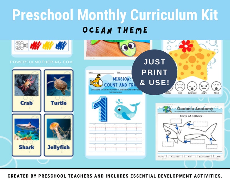 Preschool Curriculum Kit - OCEAN Theme | Preschool Printable ...