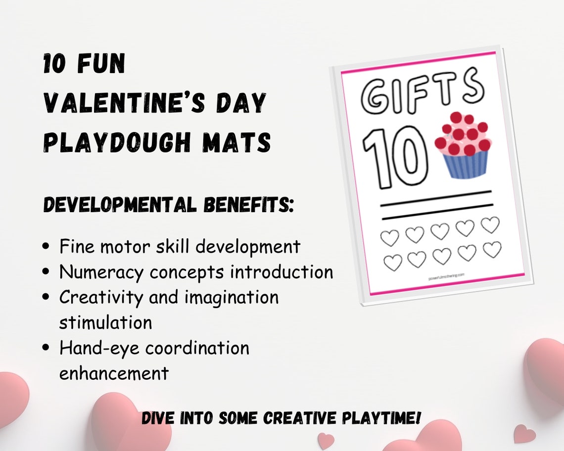 Valentine's Day Playdough Mats – 10 Pages - Preschool Learning Activity ...