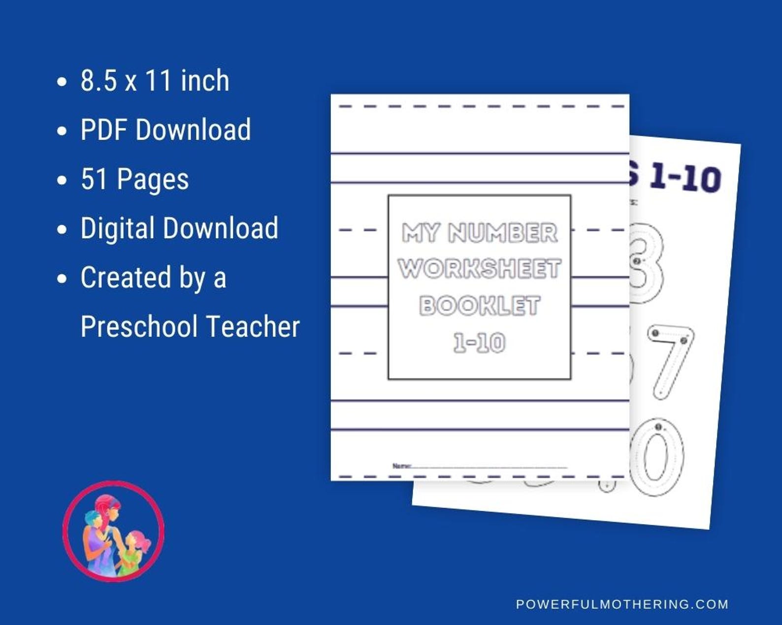Number Worksheets 1-10 Printable Trace Worksheet for Preschoolers ...